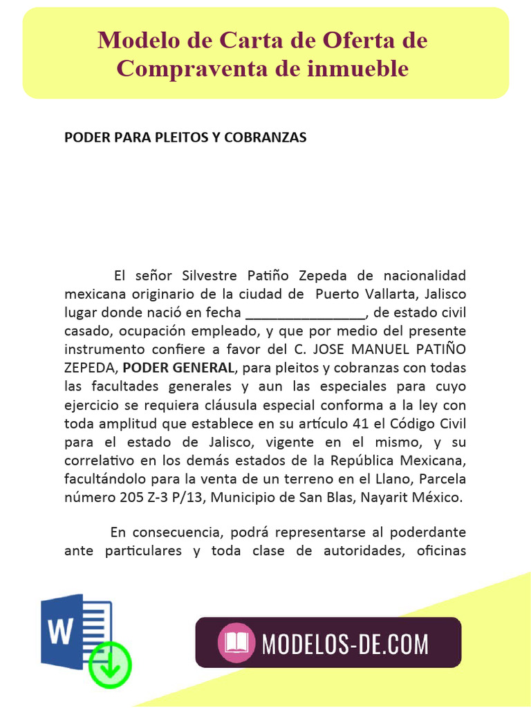 Carta de Oferta de Compraventa de Inmueble | PDF | Ley común | Justicia