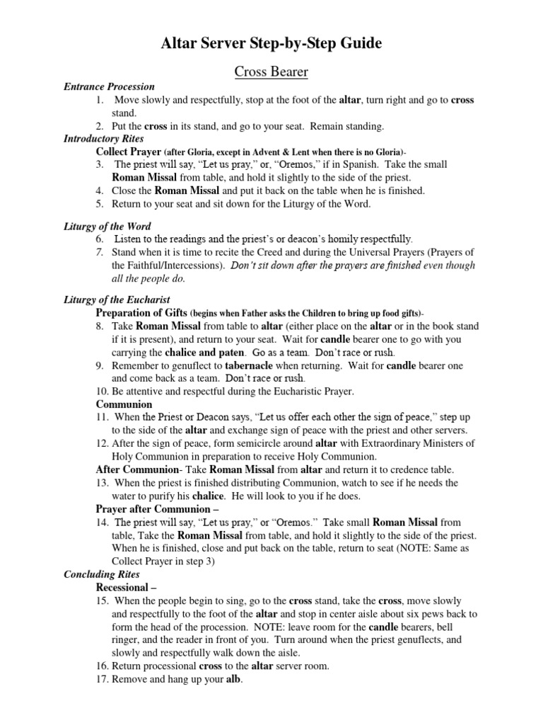 Altar Server Step by Step | Download Free PDF | Mass (Liturgy) | Eucharist