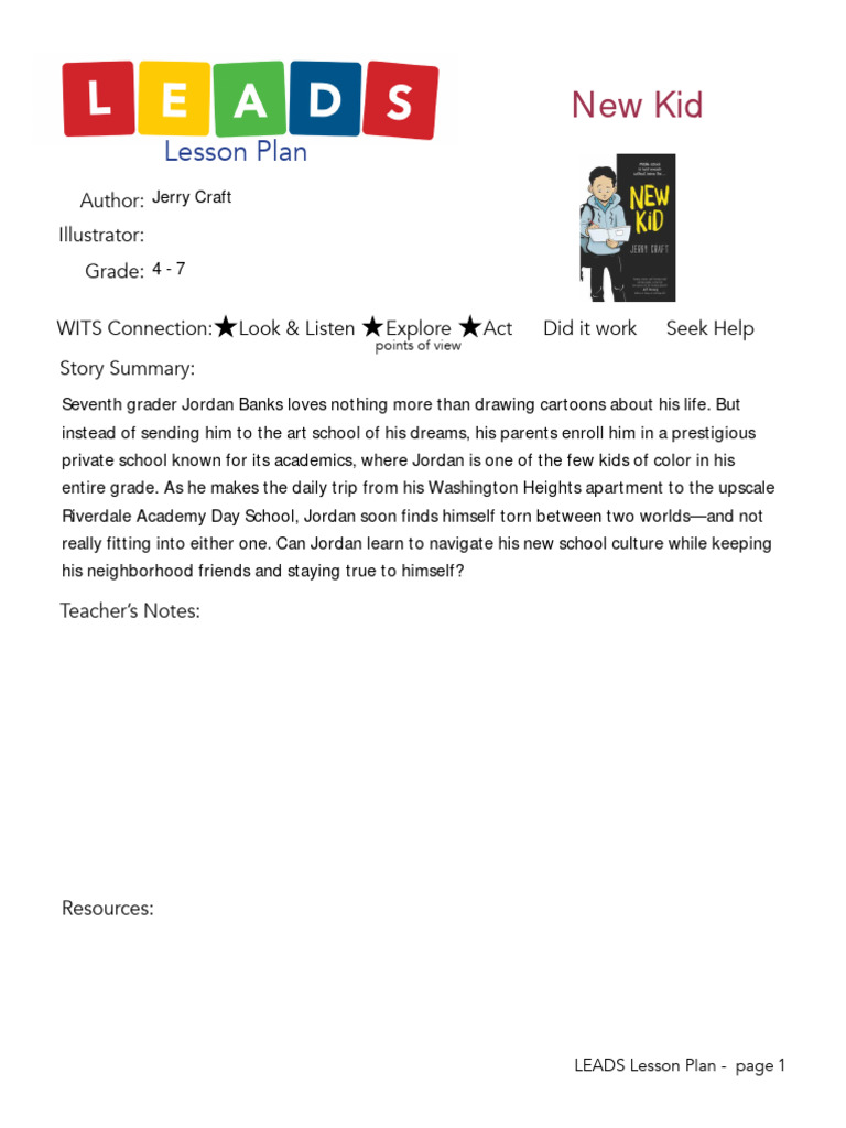 New Kid LEADS Lesson Plan 2021 | PDF | Metaphor | Lesson Plan