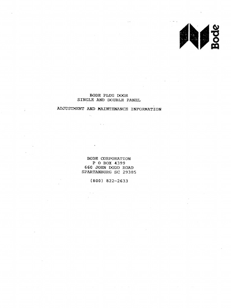 Pneumatic Plug Door Manual | PDF