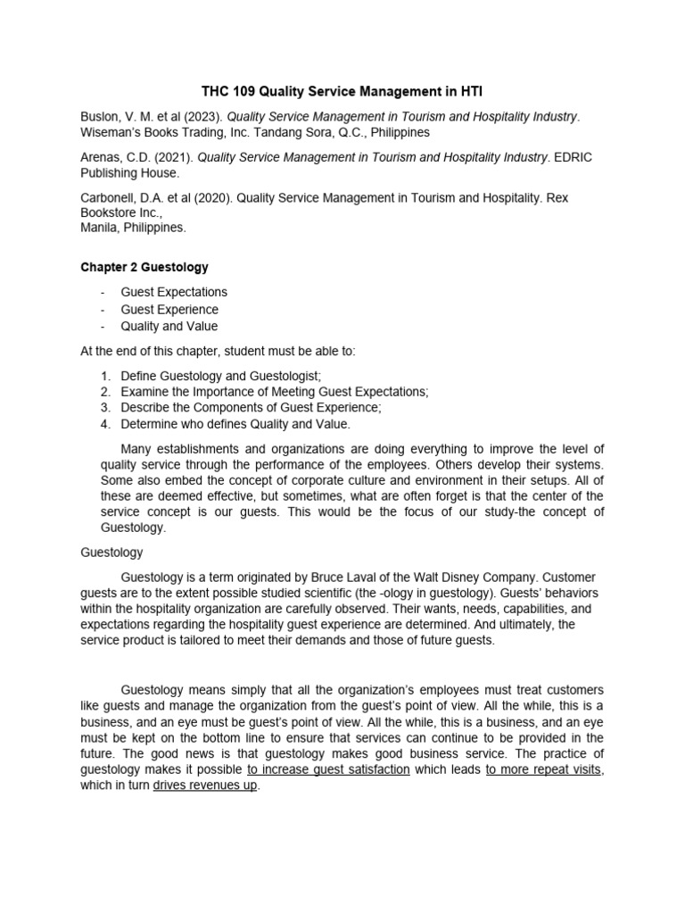 Guestology in Hospitality Management | PDF | Finance & Money Management