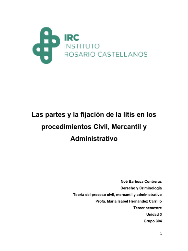 Las Partes y La Fijación de La Litis en Los Procedimientos Civil ...