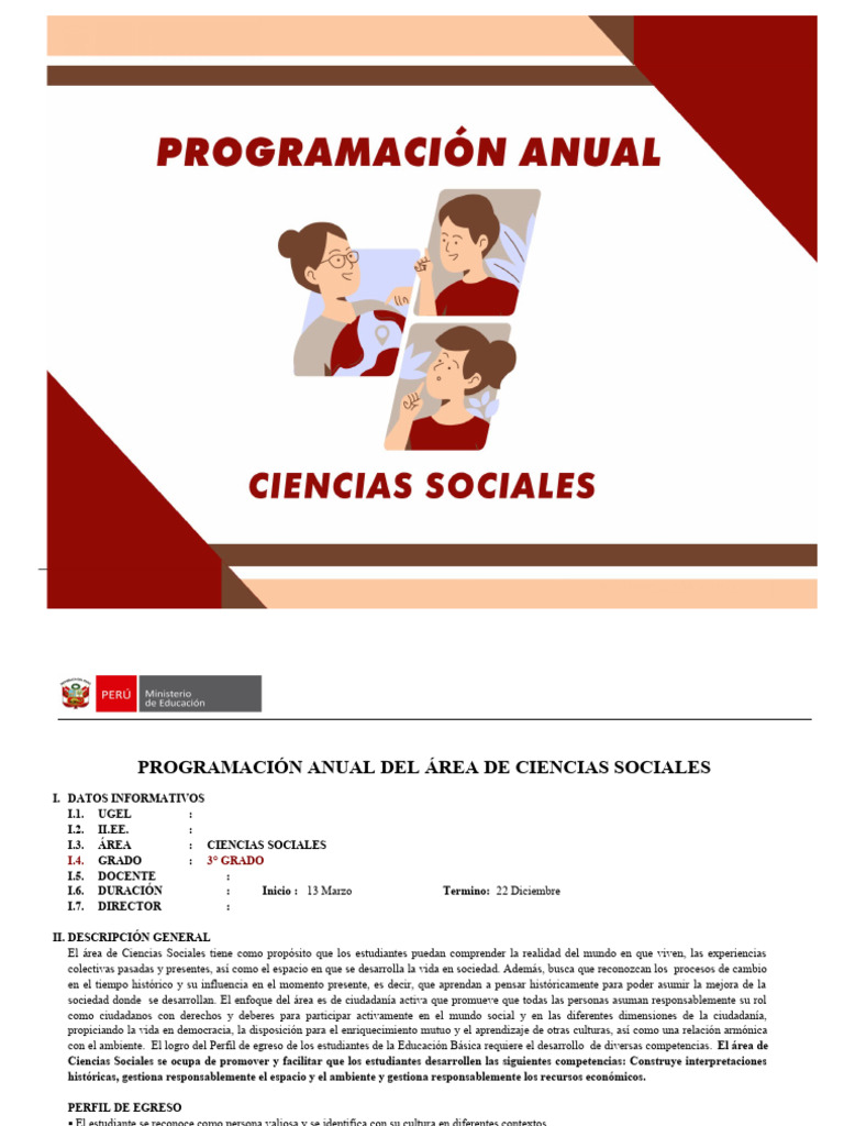Programación Anual CCSS 3° Grado | PDF