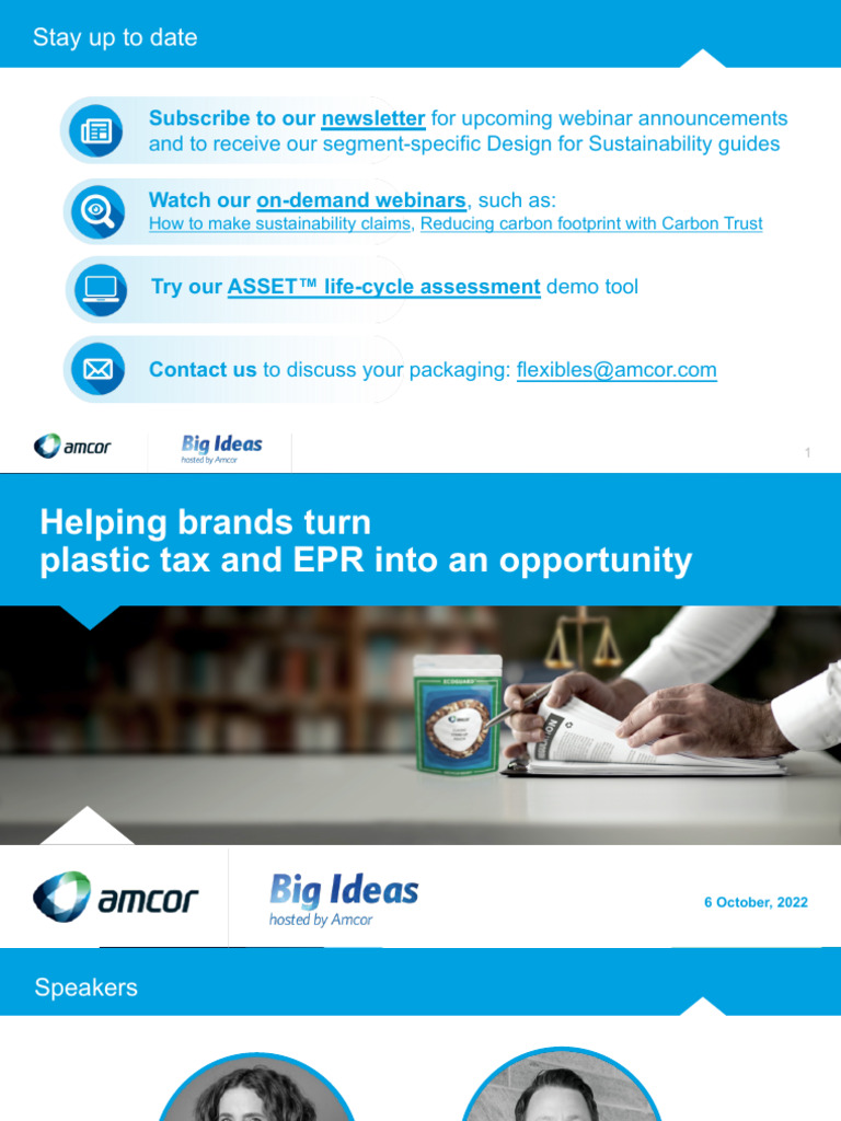 External Plastic Tax EPR - 061022 - HANDOUT | PDF | Recycling | Plastic