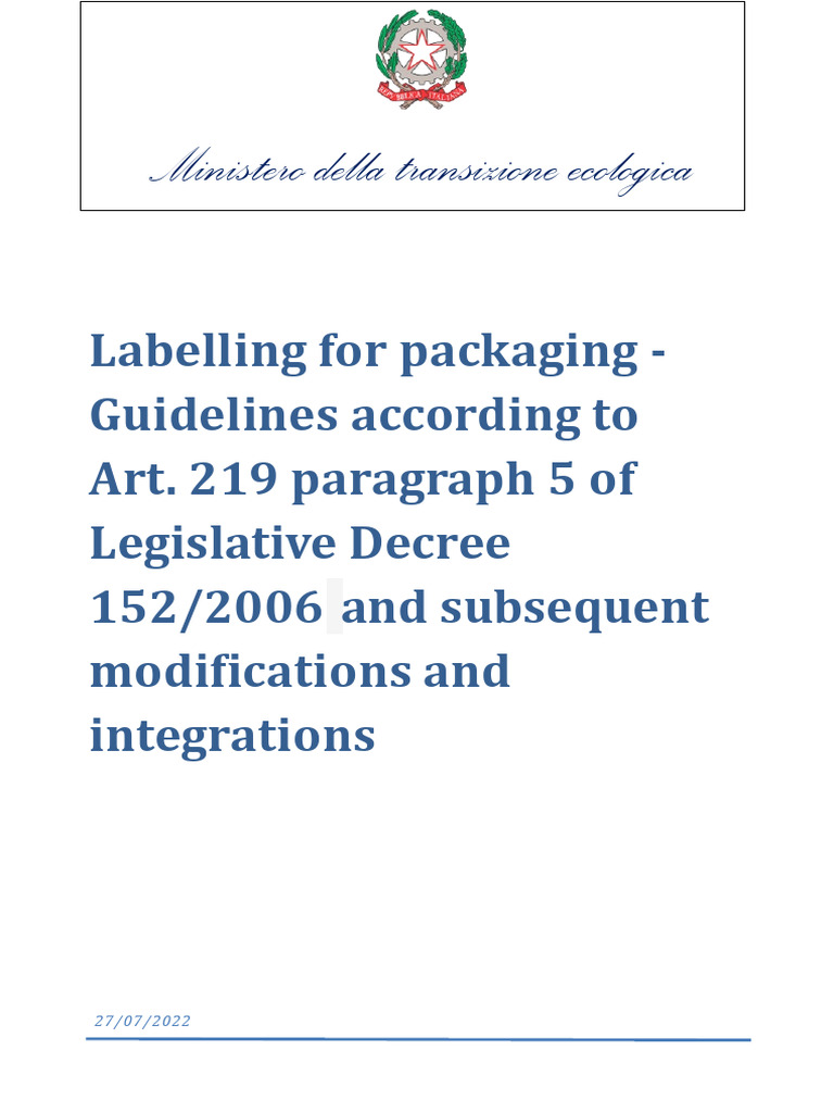 GUIDELINES For The Environmental Labelling of Packaging 27.09.2022 | PDF