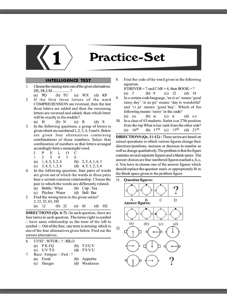 AISSEE Practice Set - 1 | PDF