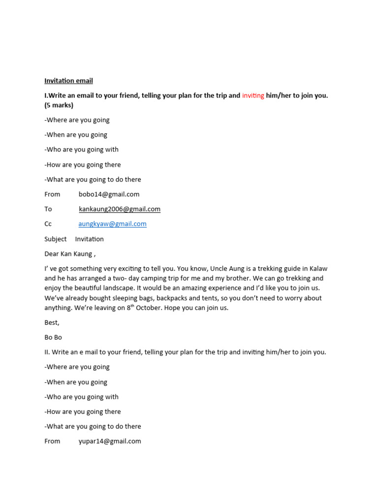 Write An Email To Your Friend | PDF