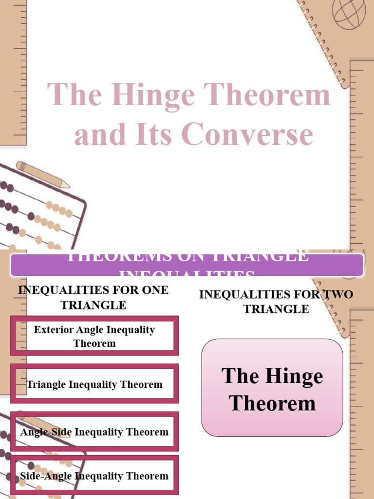 The Hinge Theorem and Its Converse | PDF | Triangle | Angle