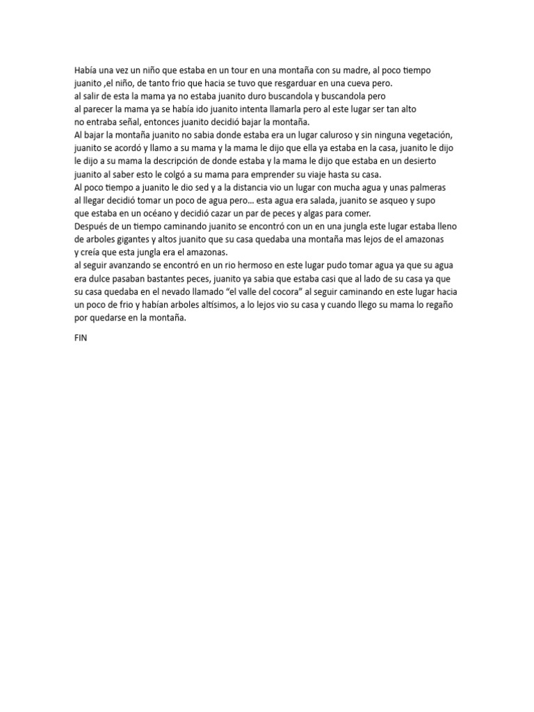 Había Una Vez Un Niño Que Estaba en Un Tour en Una Montaña Con Su Madre ...