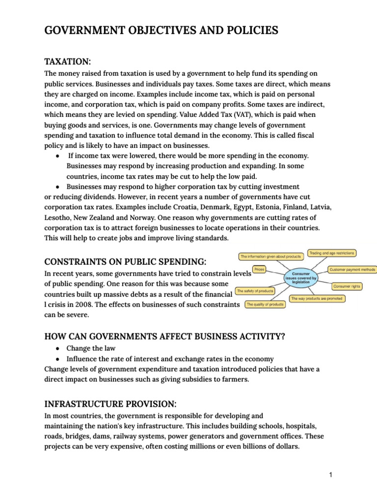 Business - Government Objectives and Policies | PDF | Taxes | Corporate Tax