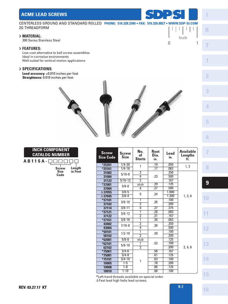ACME-LEAD Screws | PDF | Screw | Mechanical Engineering