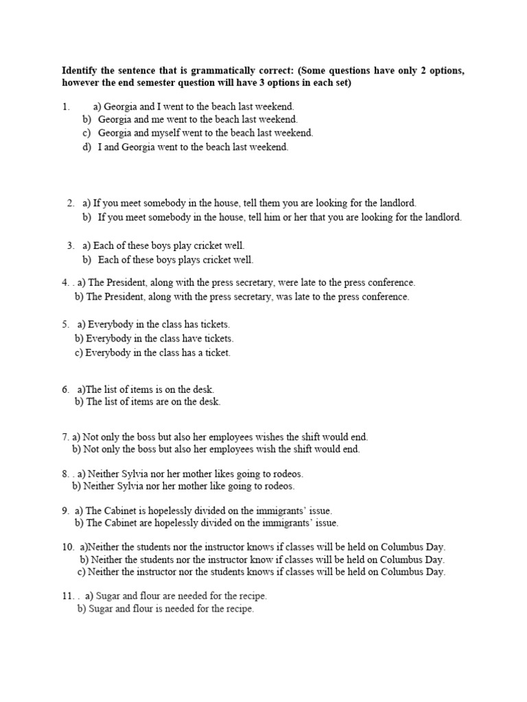 Grammar Correction Exercises for Students | PDF