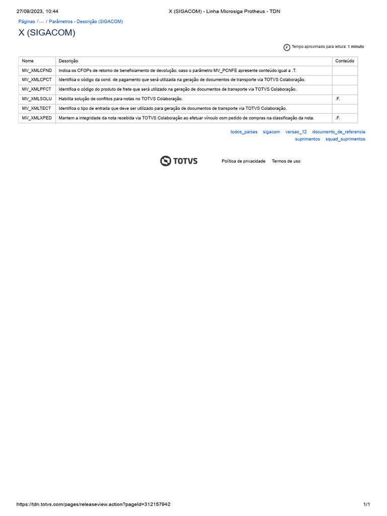 X (SIGACOM) - Linha Microsiga Protheus - TDN | PDF