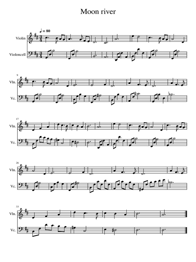Moon River Violin Sheet Music | PDF