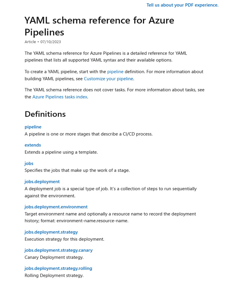 Azure Devops Pipelines Yaml Schema Reference | PDF