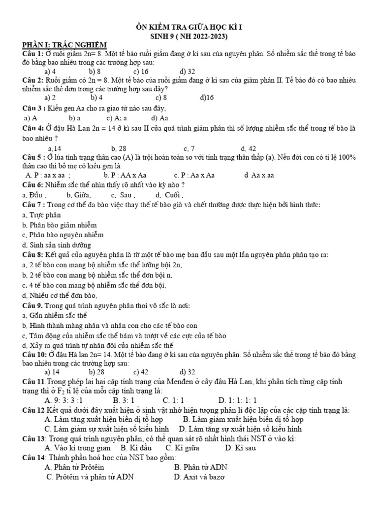 9 Sinh GHK1 NH 2022 2023 | PDF