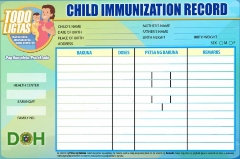 NIP - Immunization Card Blank | PDF
