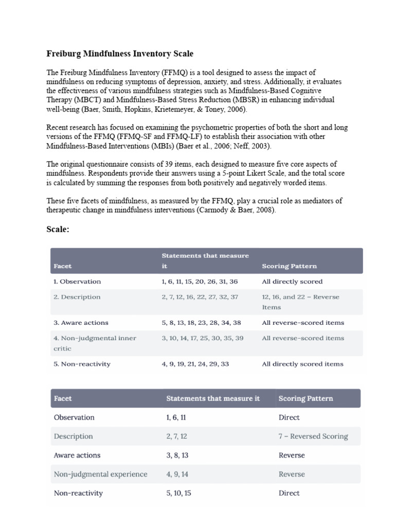 Freiburg Mindfulness Inventory Scale | PDF | Science & Mathematics
