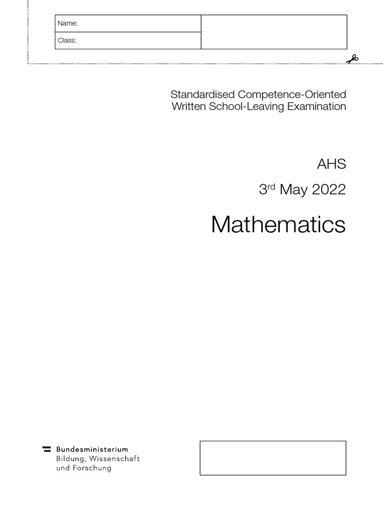 AHS Mathematics Exam Guidelines 2022 | PDF | Function (Mathematics ...