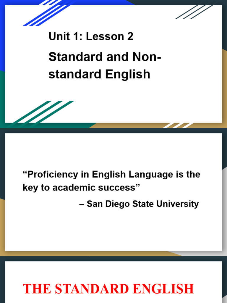 Understanding Standard vs. Non-Standard English | PDF | English ...