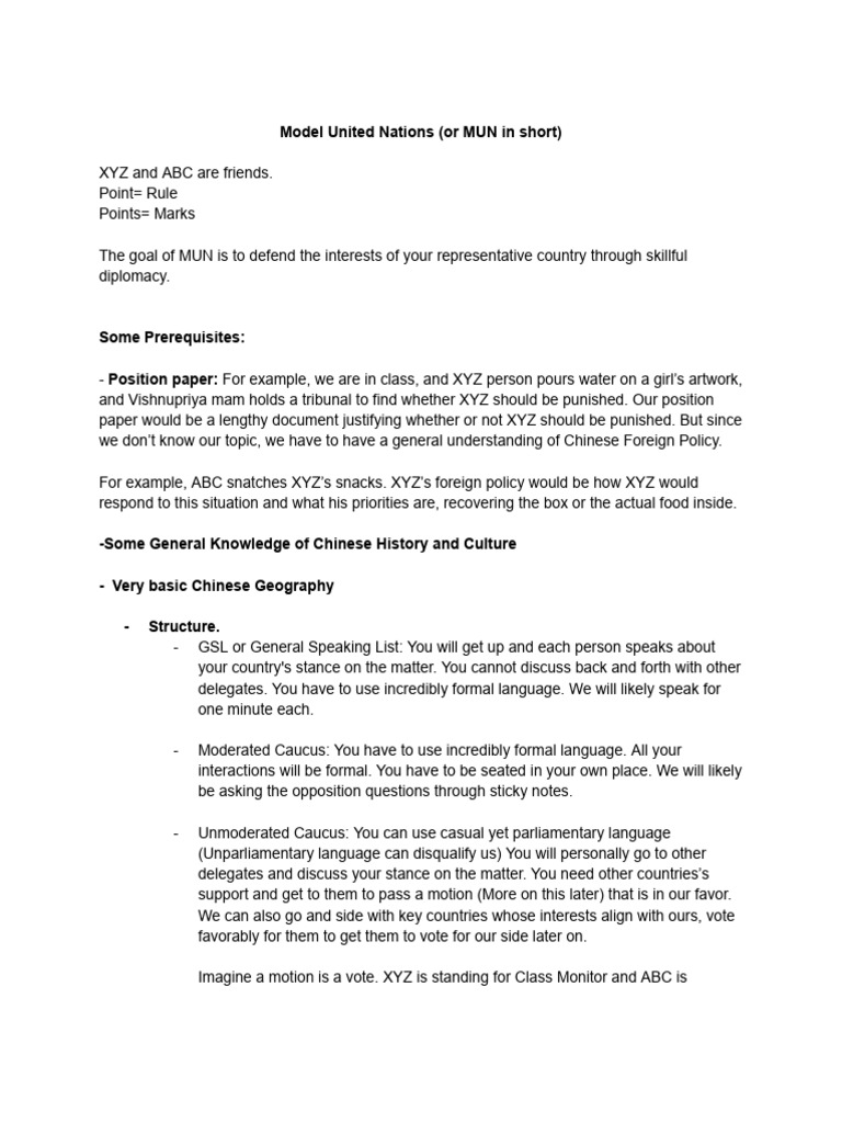 MUN Guide: Diplomacy & Procedures | PDF | Politics | Social Science