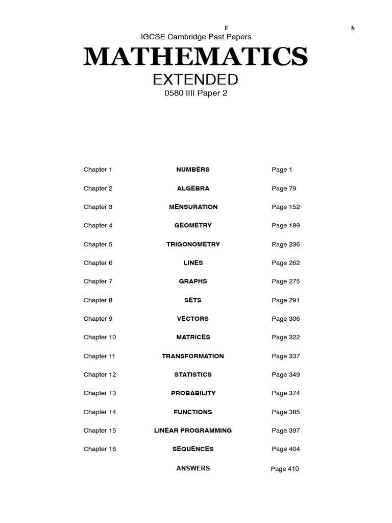 Igcse Cam Math P2 分章 Download Free Pdf Equations Applied Mathematics