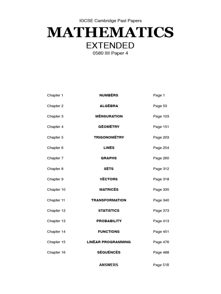 IGCSE Mathematics Past Papers Guide | PDF | Equations | Mathematical ...