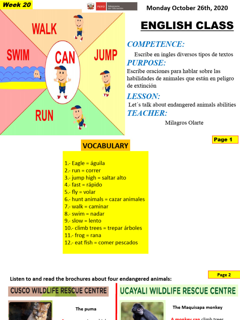 Endangered Animals' Abilities Lesson | PDF