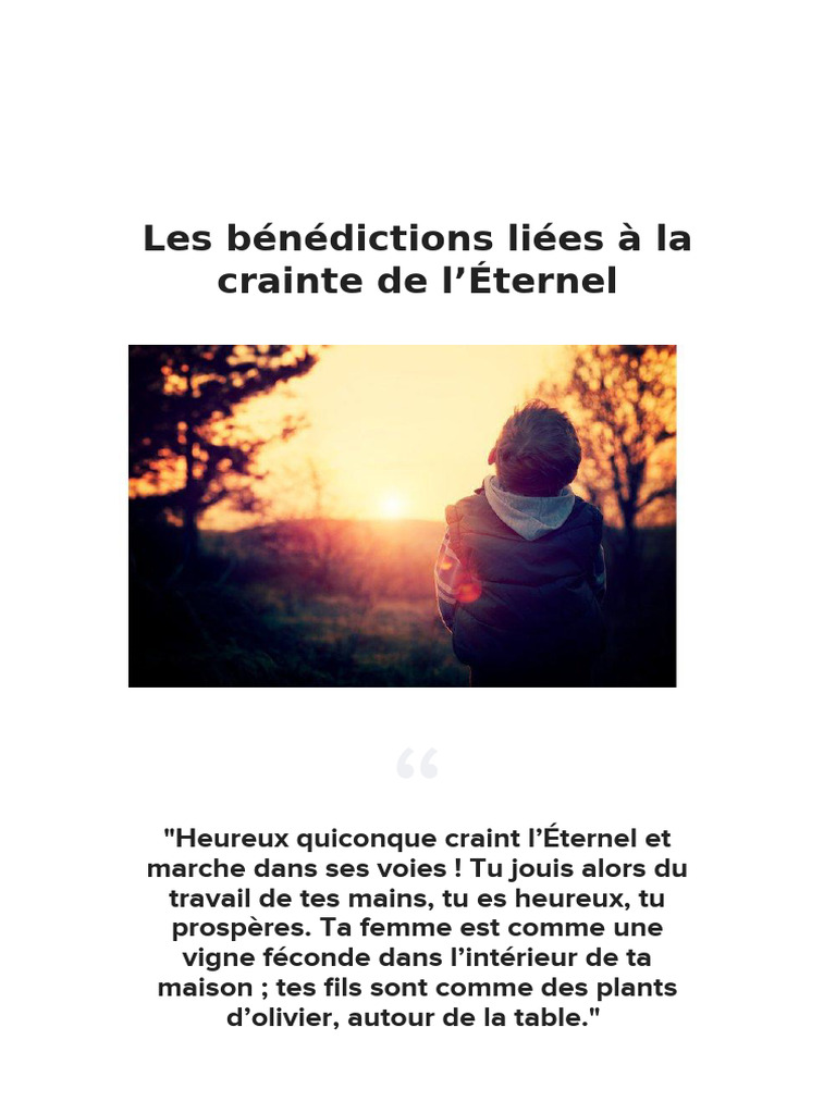 Bénédictions de la crainte de l'Éternel | PDF | Dieu