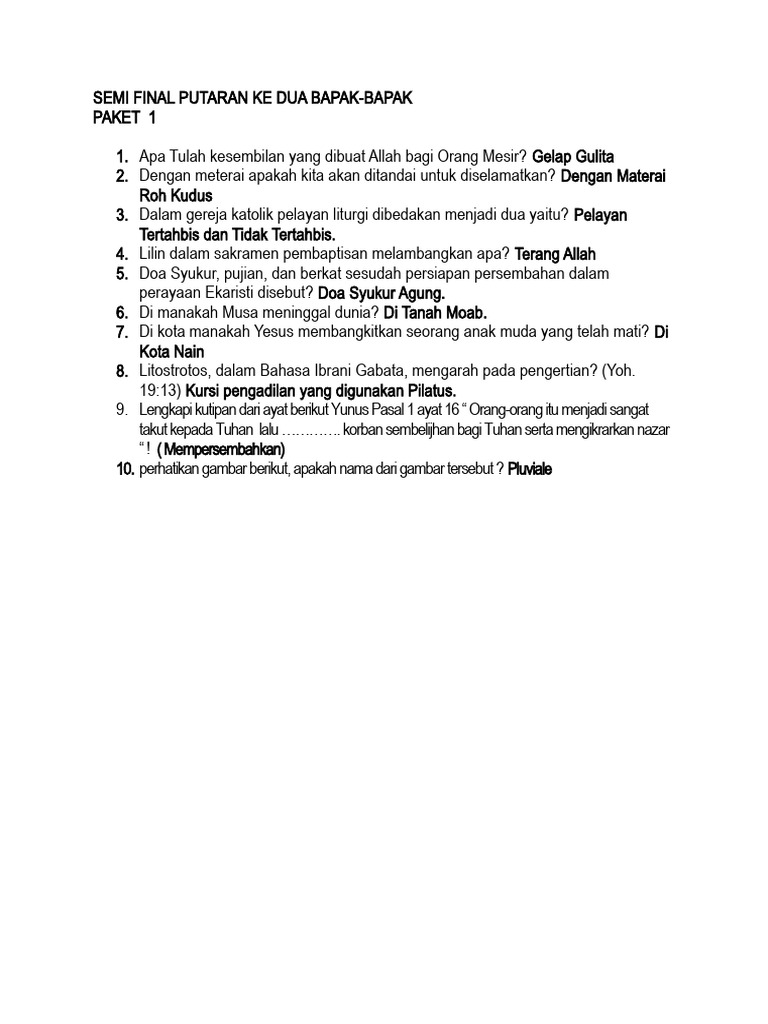 Soal CCA SEMI FINAL PUTARAN KE DUA BAPAK-BAPAK | PDF