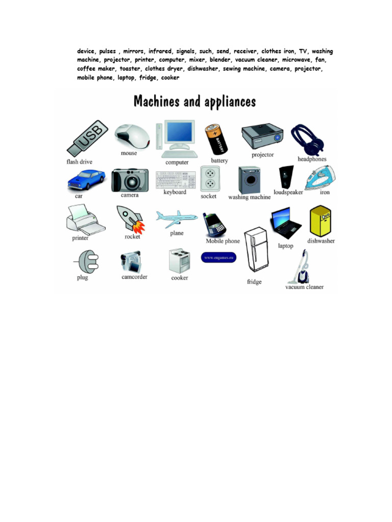 Machines Vocabulary | PDF