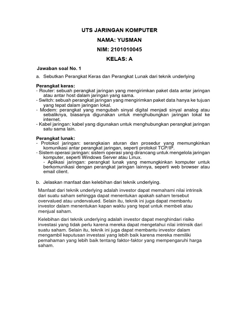 Uts Jaringan Komputer | PDF | Bisnis