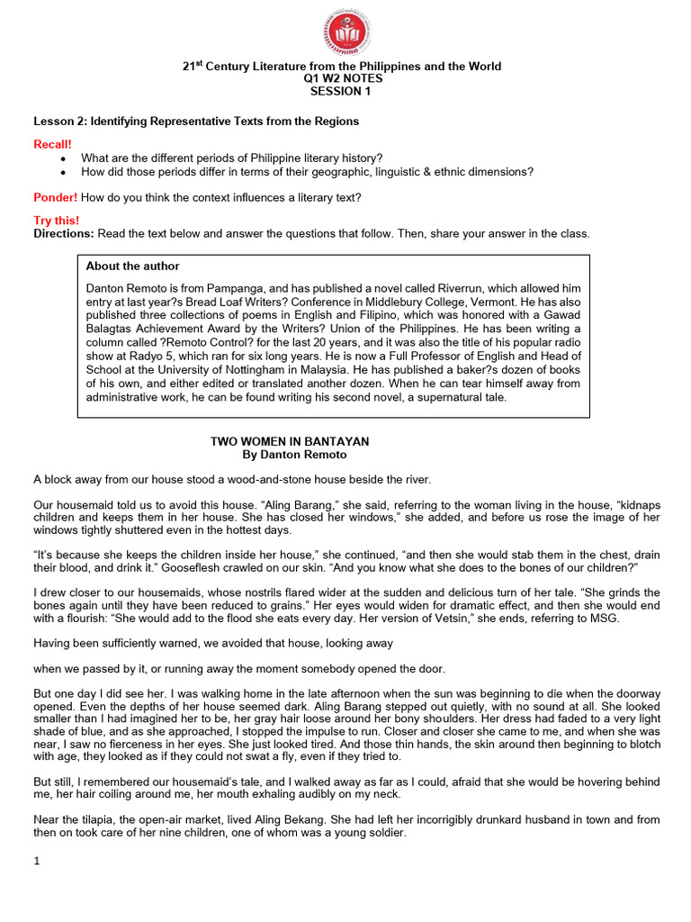 Two Women in Bantayan: A Narrative | PDF | Narrative | Narration