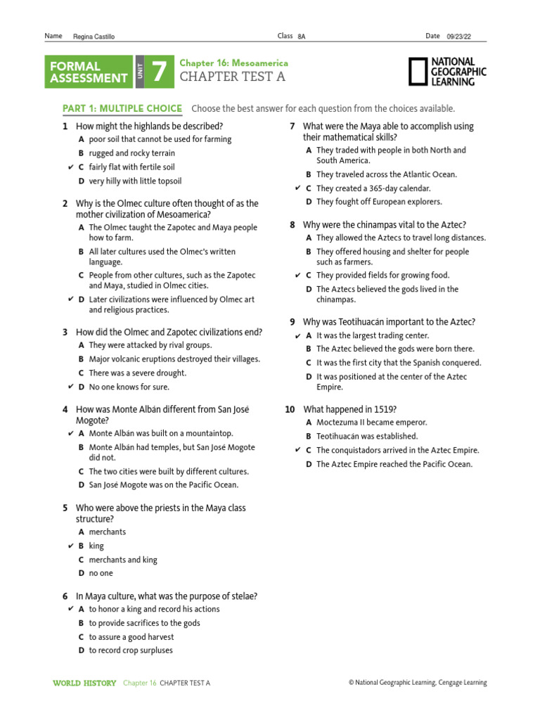 Chapter 1 Quiz | PDF | Mesoamerica | Maya Civilization