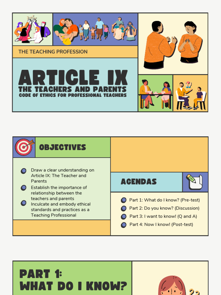 Article IX - The Teacher and Parents of The Code of Ethics For Professional Teachers | PDF
