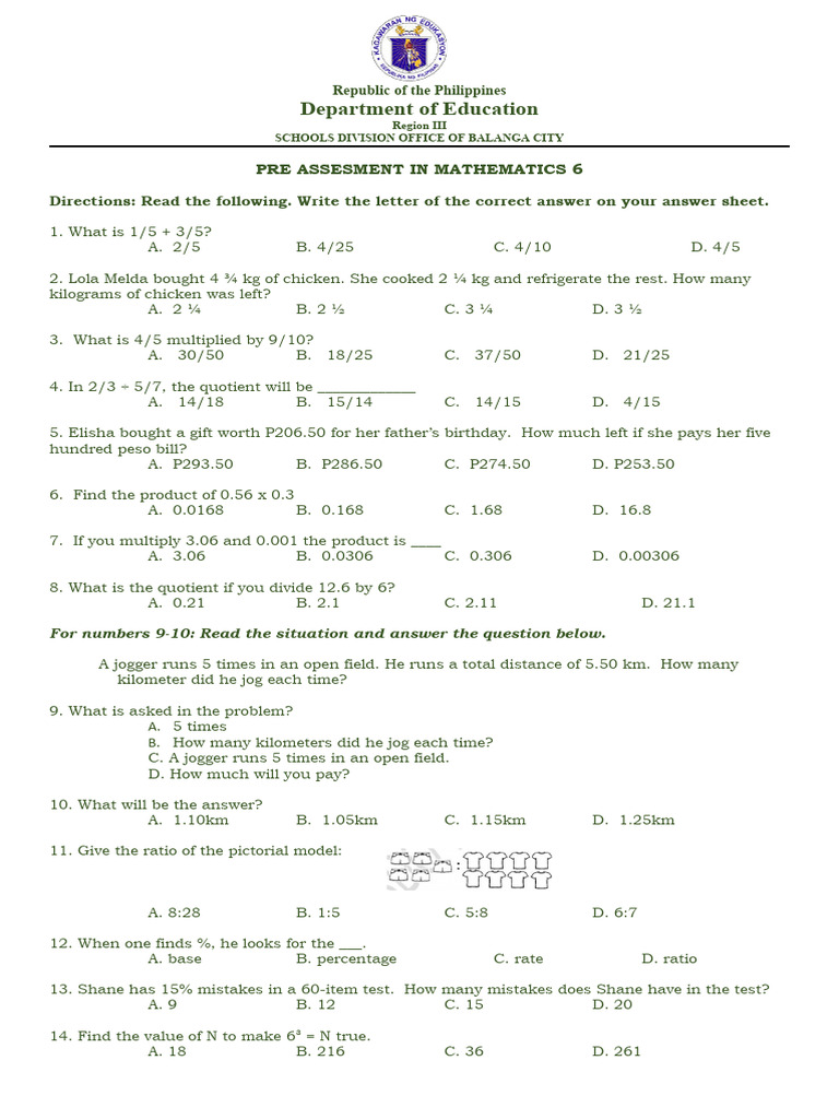 Math Grade 6 | PDF | Area | Elementary Mathematics