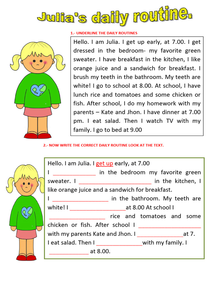 Daily Routine 2ND Grade | PDF