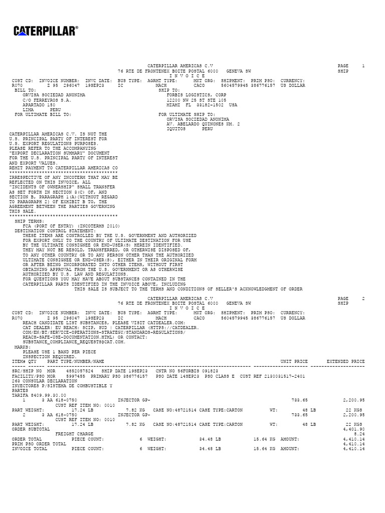 Formato Factura Cat Americas | PDF | International Trade | Freight ...