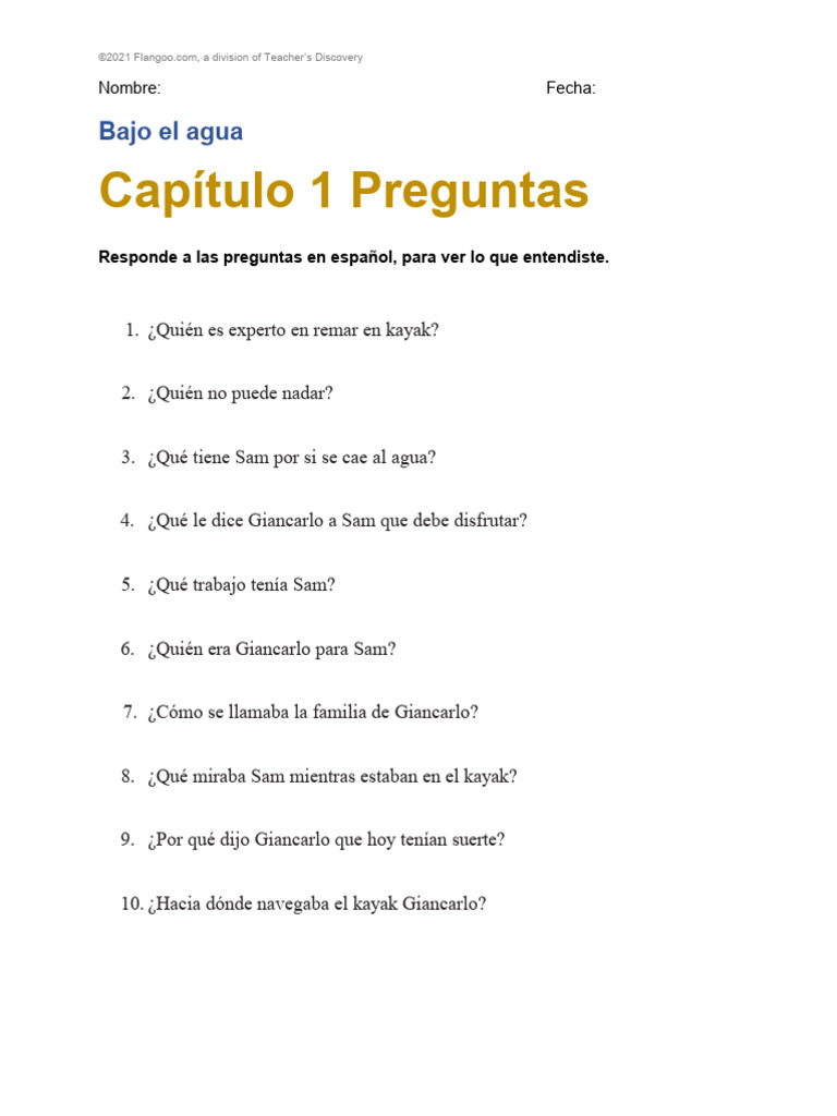 Ch01 Bajo El Agua Q | PDF