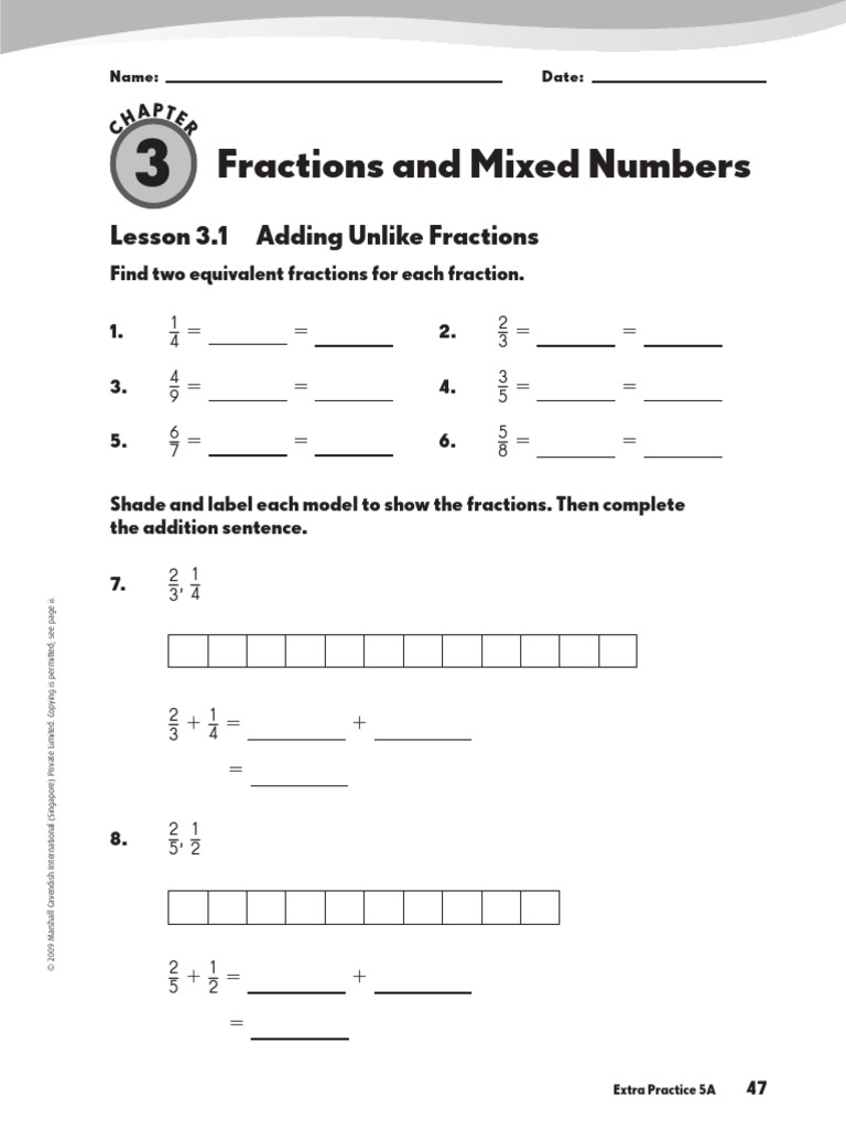 Math in Focus Chapter 3 Extra Practice | PDF