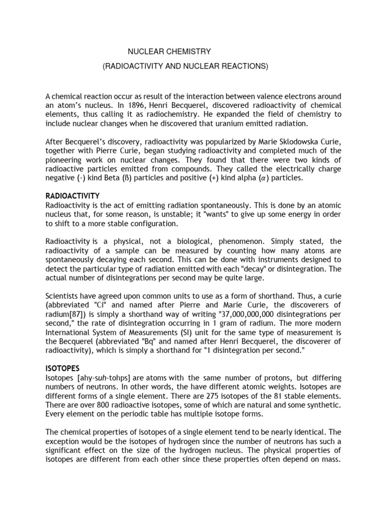 Module Nuclear Chemistry | PDF