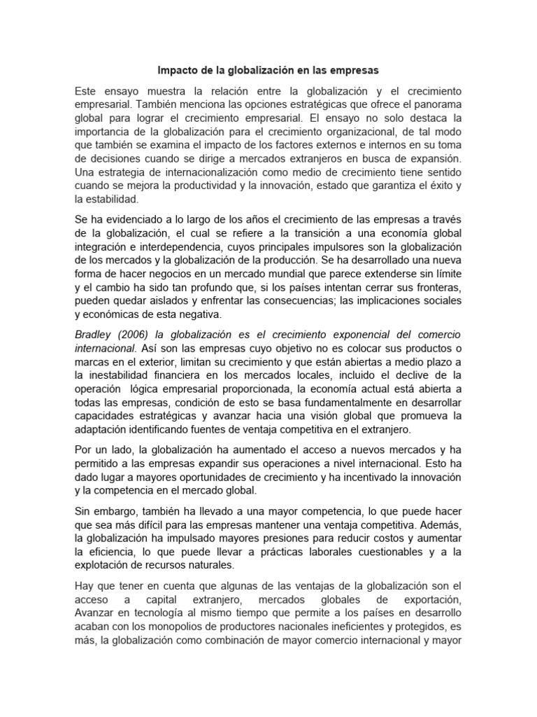 El Impacto de La Globalización en Las Empresas | PDF El Impacto de La Globalización en Las Empresas | PDF