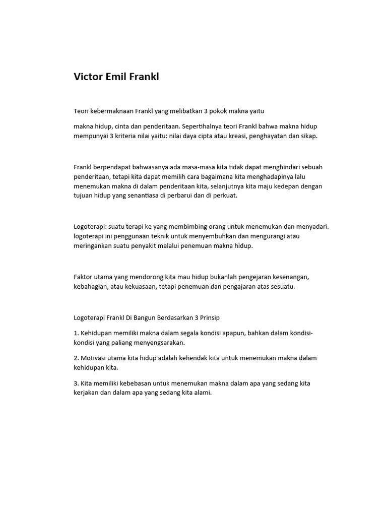 Teori Kebermaknaan Viktor Frankl | PDF