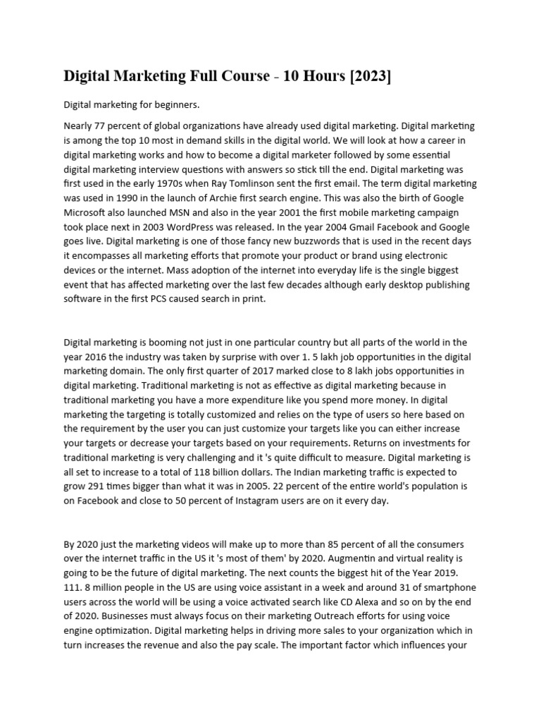 Digital Marketing Full Course | PDF | Search Engine Optimization ...