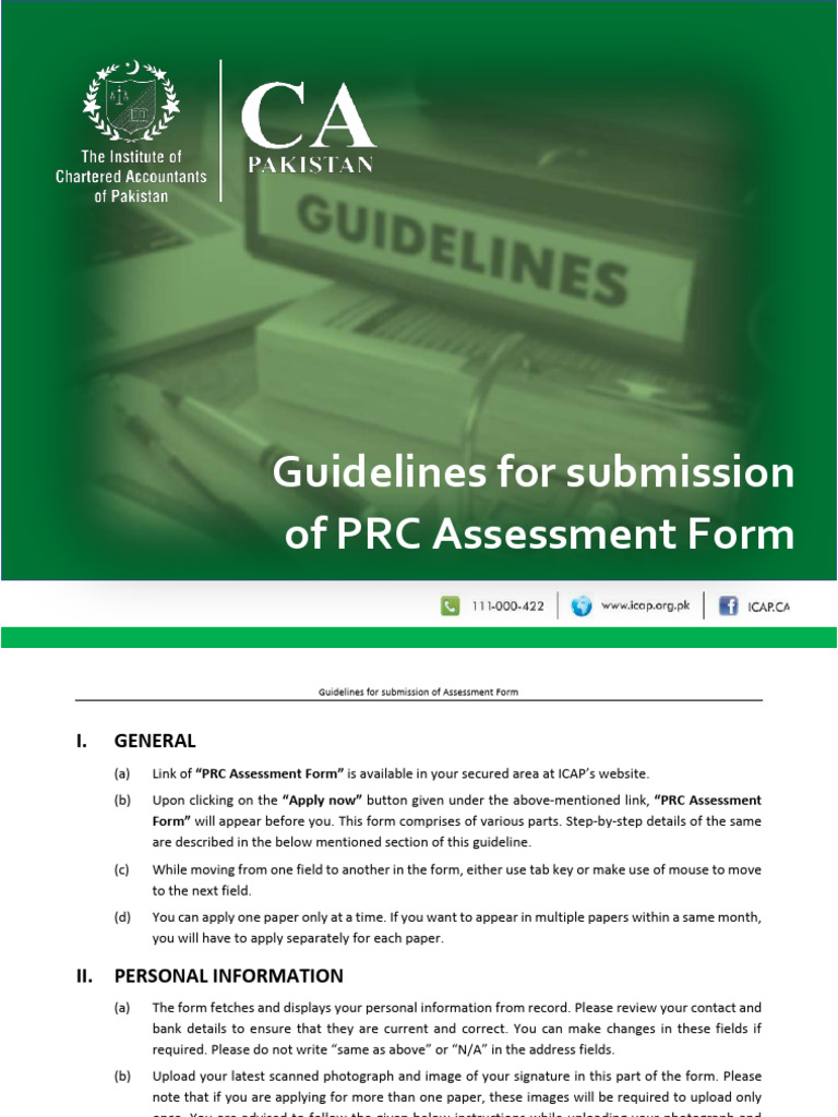 Guidelines Submission PRC Assessment Form | PDF | Business | Finance ...