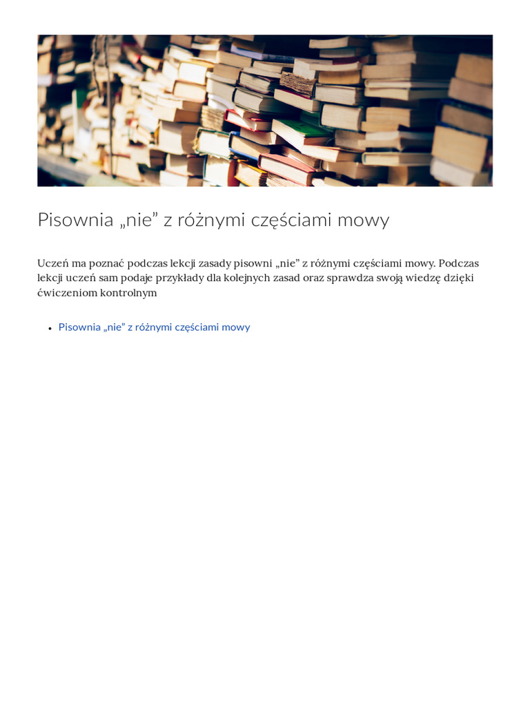 Pisownia Nie Z Roznymi Czesciami | PDF