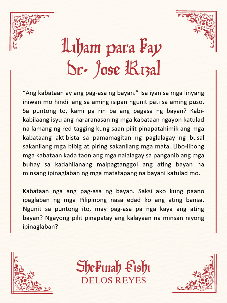 Liham para Kay Rizal | PDF