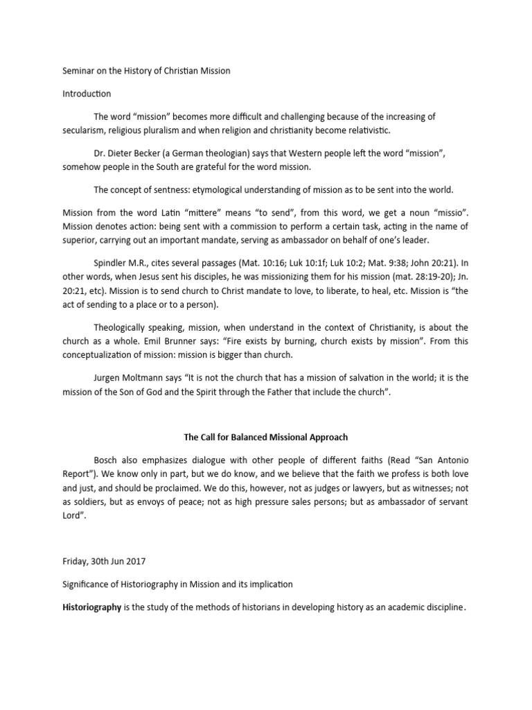 Notes - History of Christian Mission | PDF | Christian Mission | Jesus