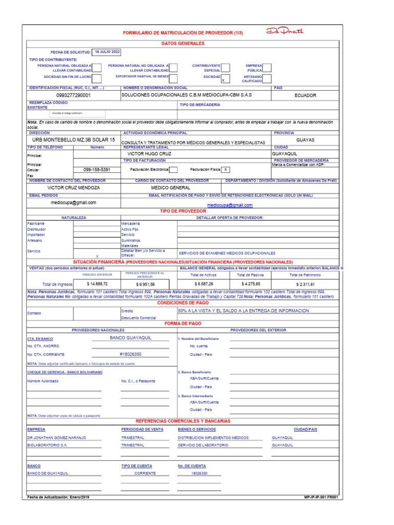 Formulario de Matriculacion 1es | PDF