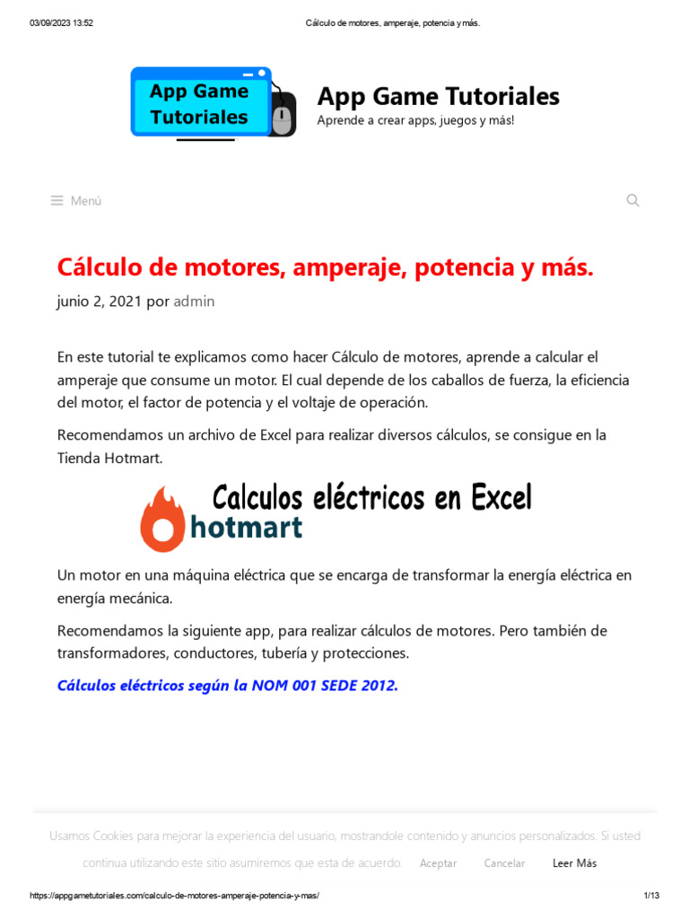 Cálculo de Amperaje en Motores Eléctricos | PDF | Tecnología